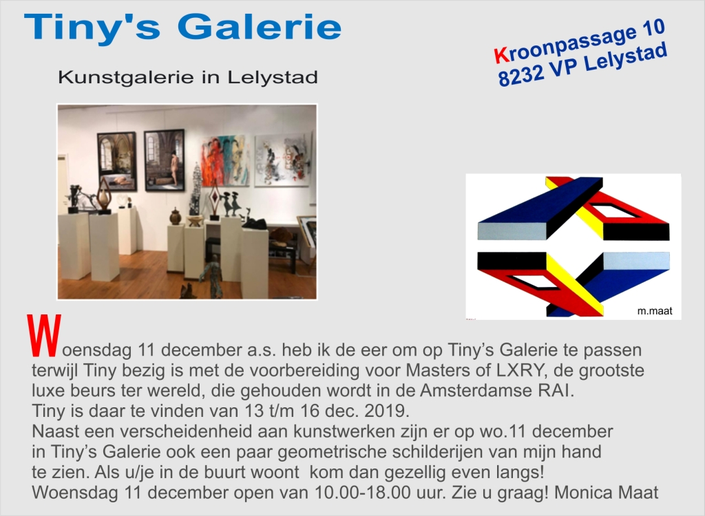 Monica Maat - Geometrisch werk in Tiny's Galerie Lelystad van Monica ...
